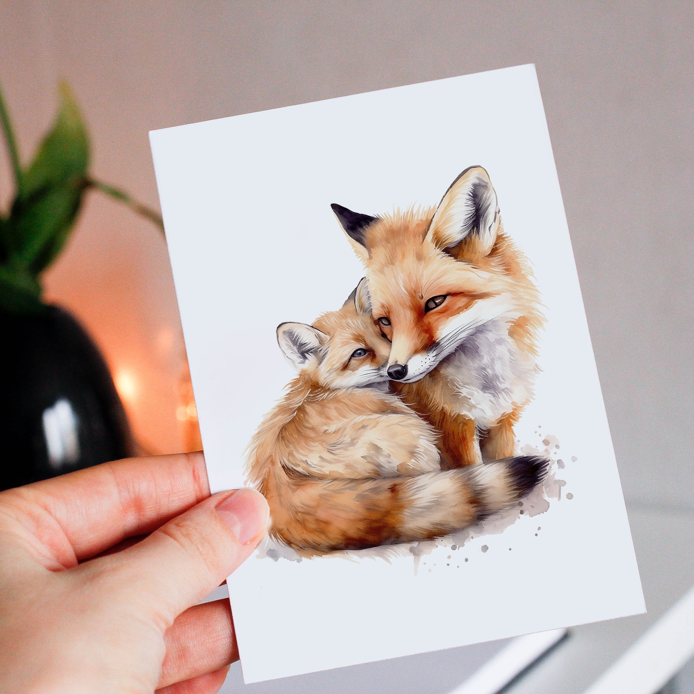 Mama & Baby Fox - Mother's Day Digital Art - Printable - Digital ...