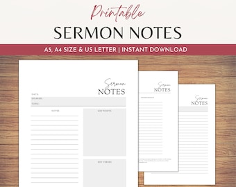 Sermon Notes Printable Planner Pages Create Your Own Sermon Journal ...