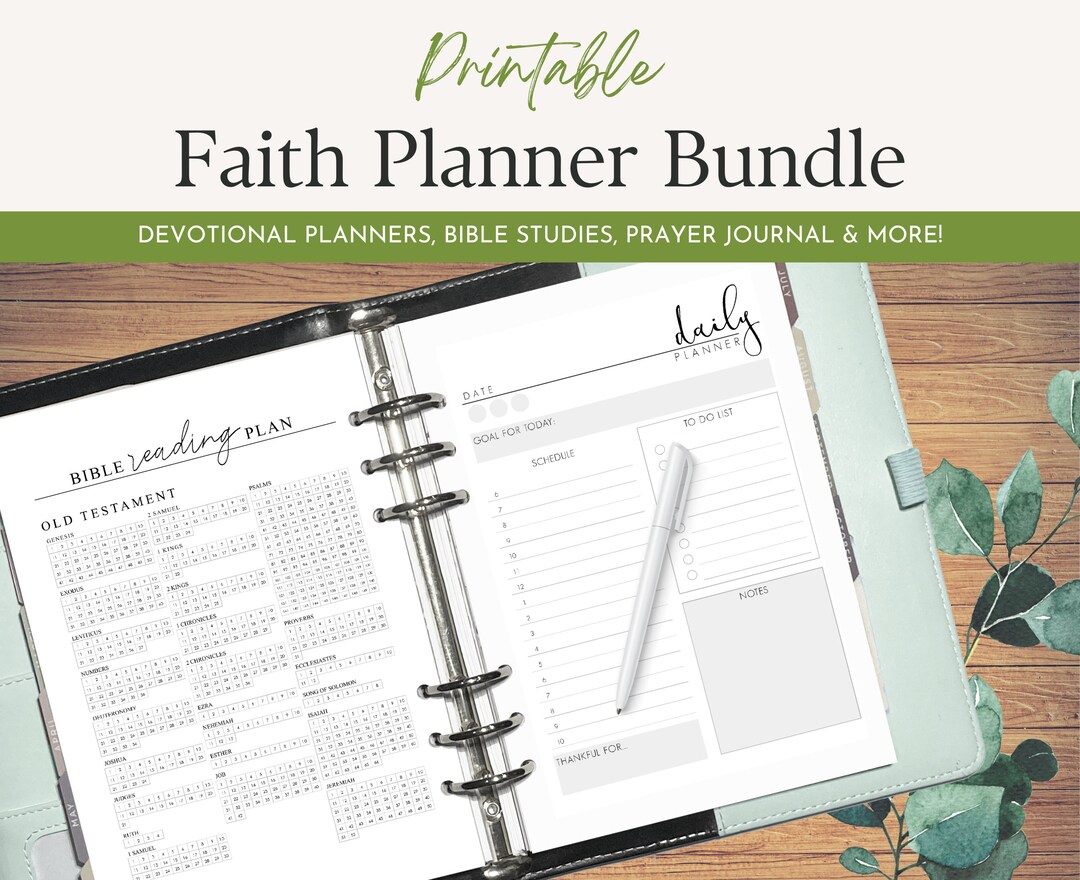 Faith Planner Bundle, 5 in 1 Printable Bible Devotional Plan, Prayer ...