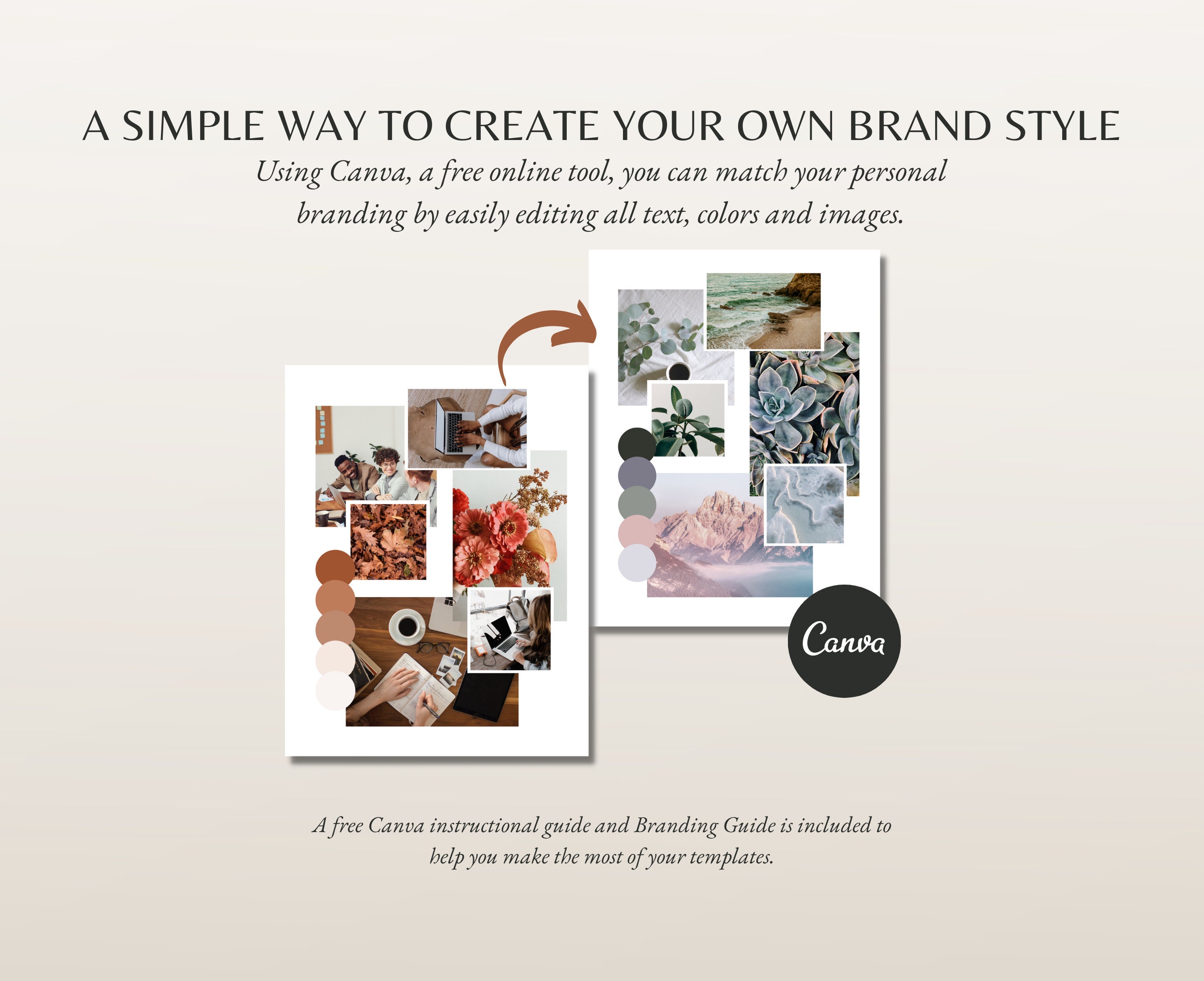 Brand Style Guide Template, Editable Canva Brand Board, Neutral Color ...