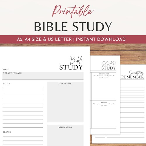 Daily Bible Study Planner Inserts SOAP Printable Bible Study - Etsy