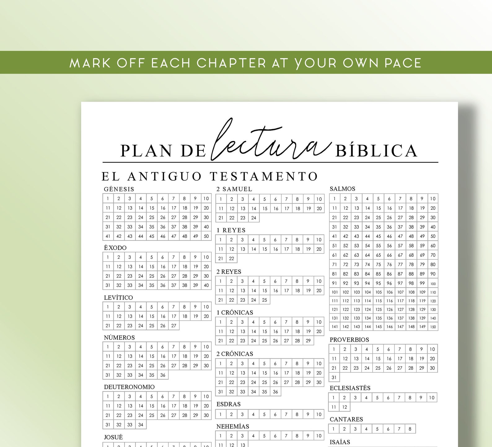 Spanish Bible Reading Tracker Printable En Española Christian Chapter ...