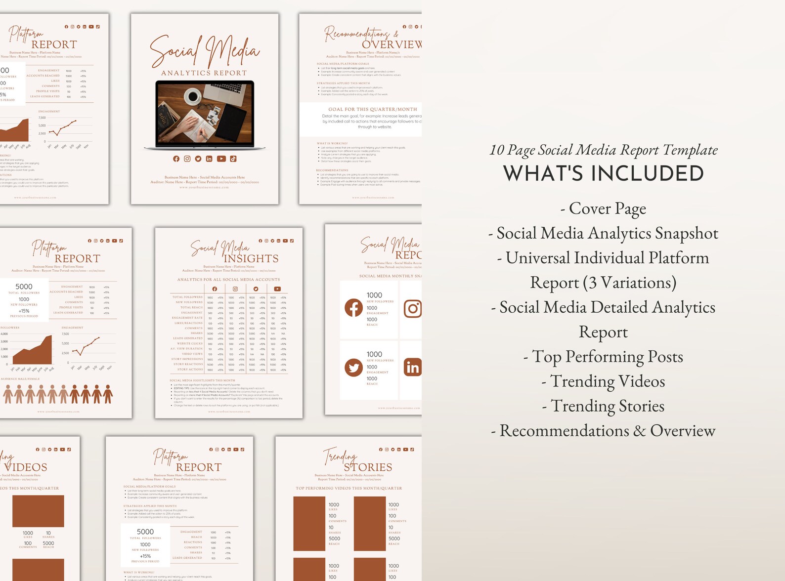 Social Media Analytics Report Canva Template, Editable Social Media ...