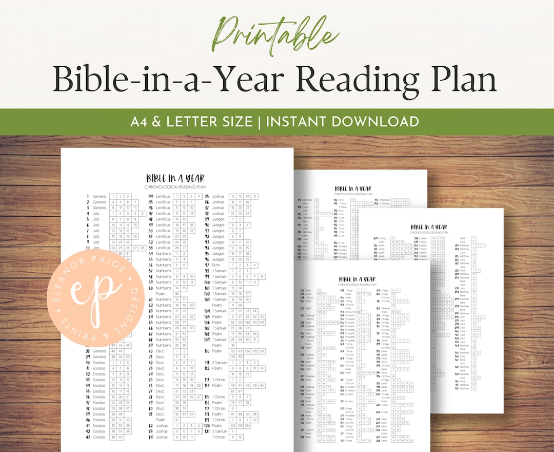 Bible in a Year Reading Log Printable, Chronological Daily Scripture ...