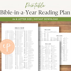 Bible in a Year Reading Log Printable, Chronological Daily Scripture ...
