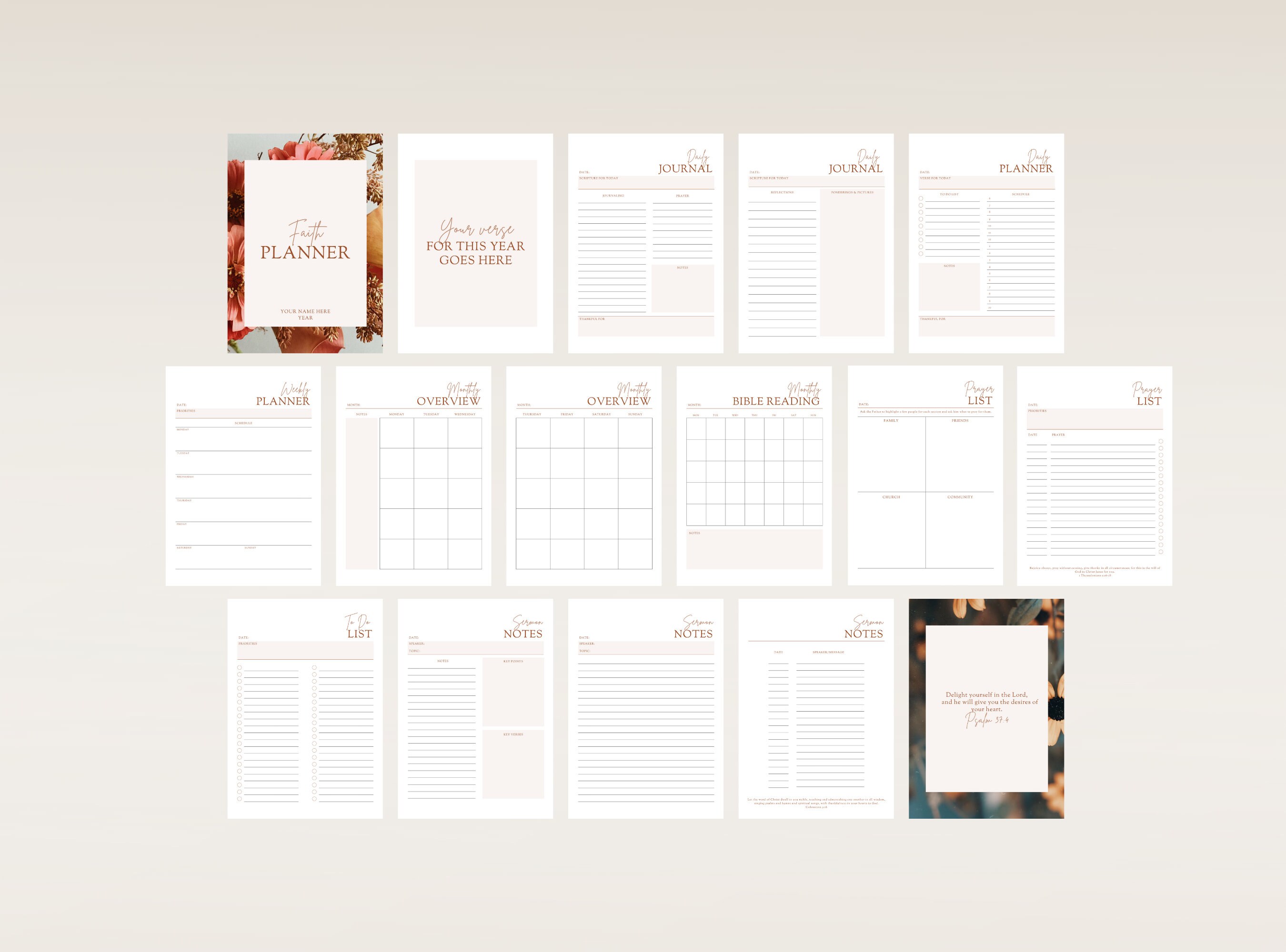 Editable Faith Personal Planner Template, Canva Printable Devotional ...