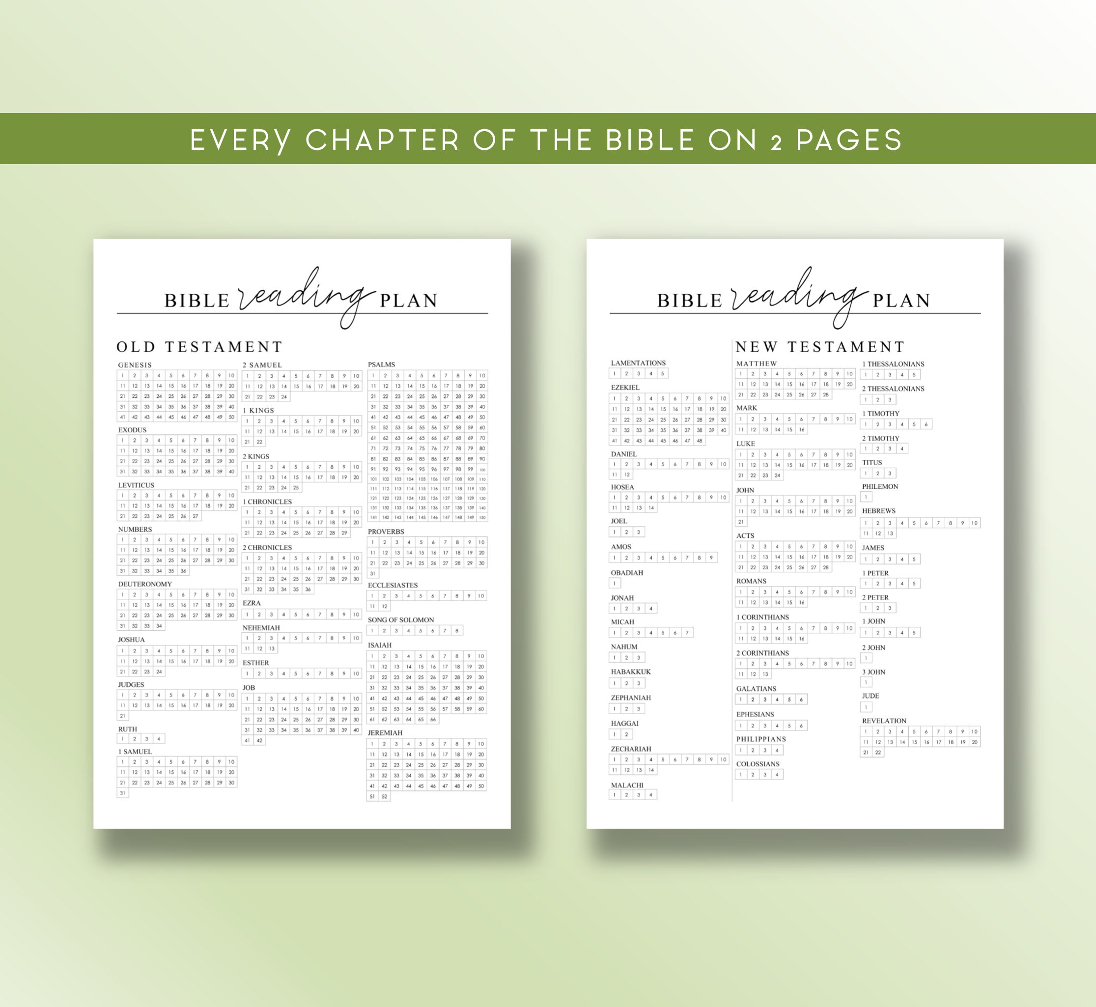 Bible Reading Tracker Printable Chapter by Chapter Checklist | Etsy