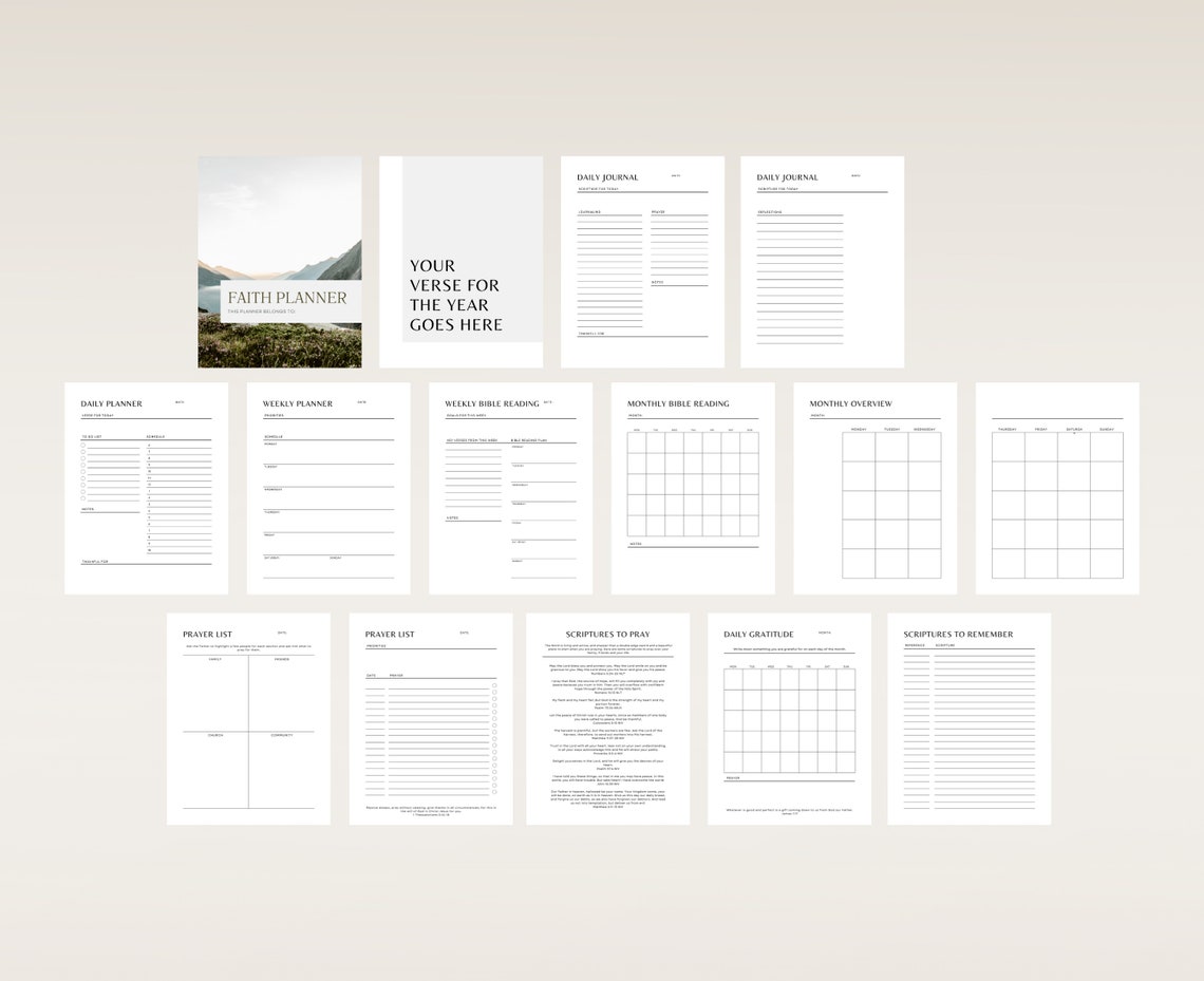 Canva Faith Planner Template Bundle, Digital or Printable Editable ...
