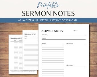 Sermon Notes Printable Planner Pages Create Your Own Sermon Journal ...