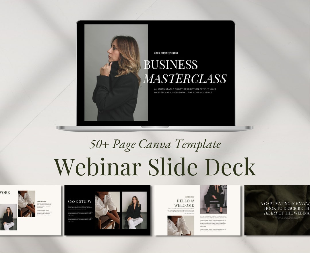 Webinar Slide Deck Canva Template: Modern Masterclass Presentation (50 ...
