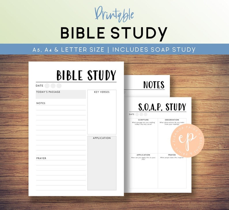 SOAP Printable Bible Study Notes Christian Planner Printable | Etsy