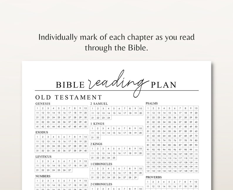 Bible Reading Tracker Printable, Chapter by Chapter Checklist Reading ...