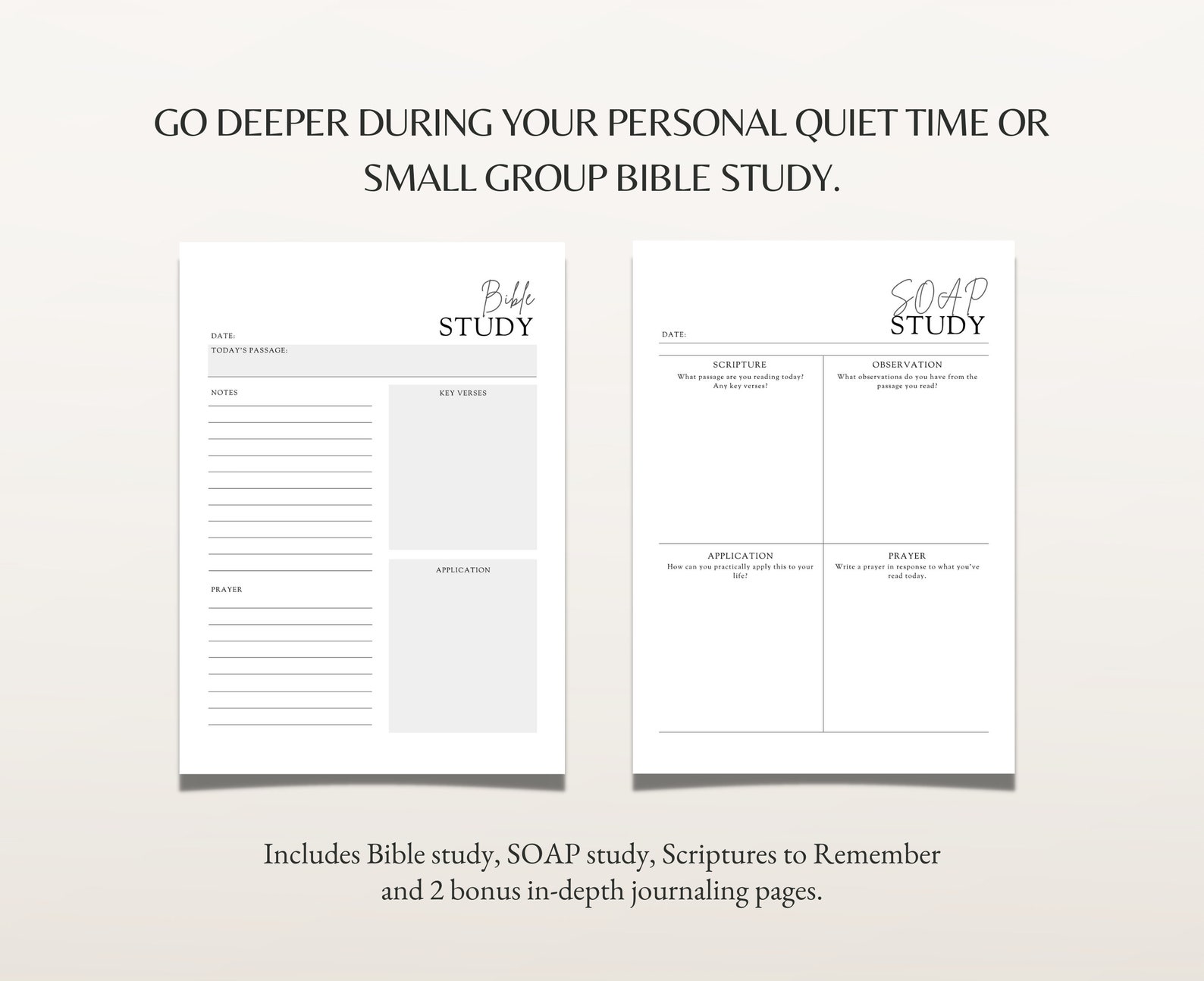 Daily Bible Study Planner Inserts, SOAP Printable Bible Study Notes ...