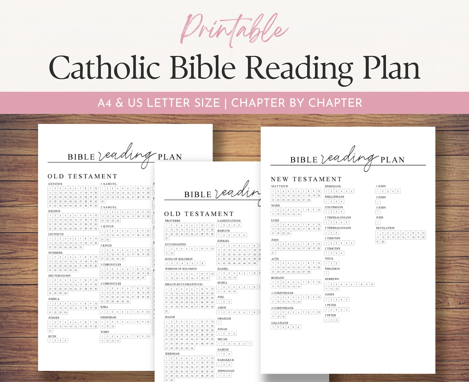 Catholic Bible Reading Tracker, Chapter by Chapter Checklist Reading ...