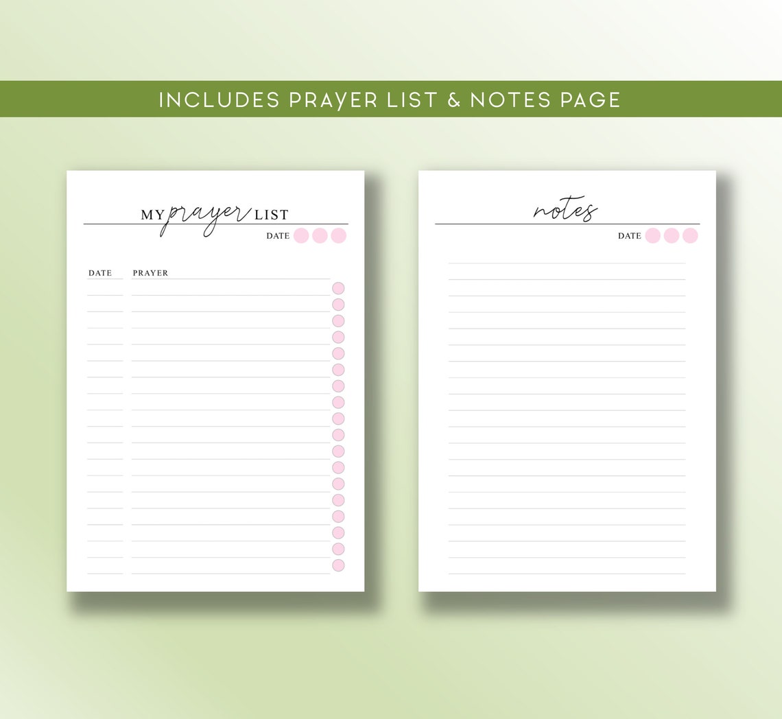 Prayer Journaling Faith Planner Inserts, A5, A4 & Letter Size, Blush ...