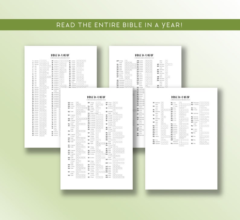 Bible in a Year Reading Log Printable Chronological Daily - Etsy Australia