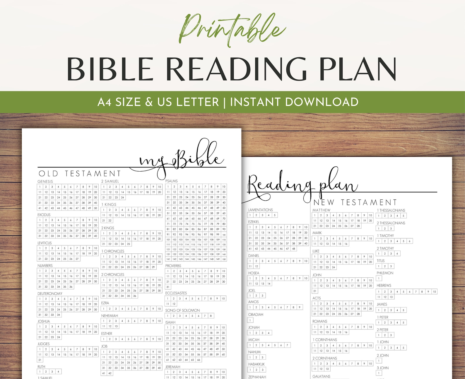 Bible Reading Tracker Printable, Chapter by Chapter Checklist, Daily ...