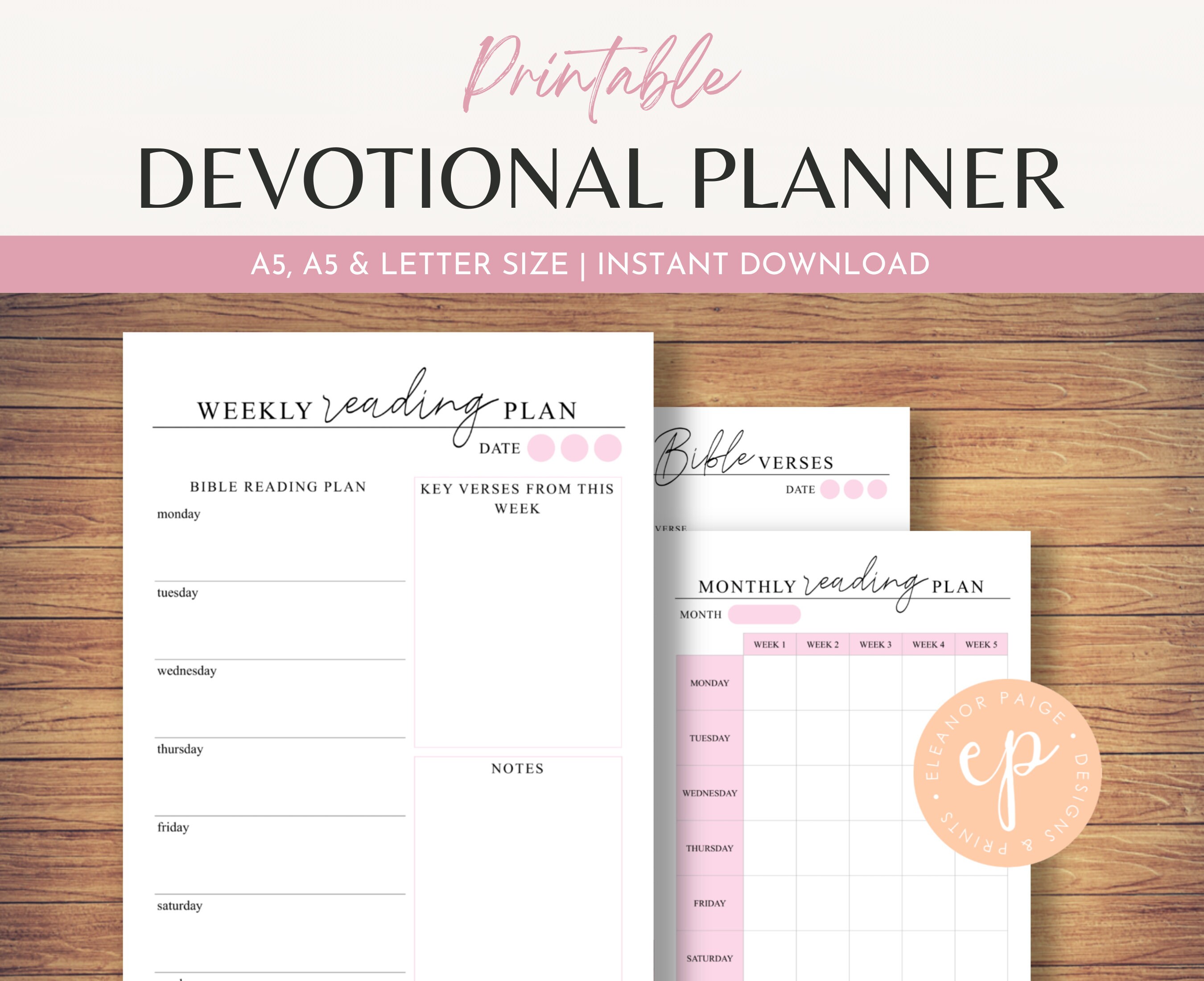 Ultimate Faith Planner Bundle, Printable Blush Bible Devotional Plan ...
