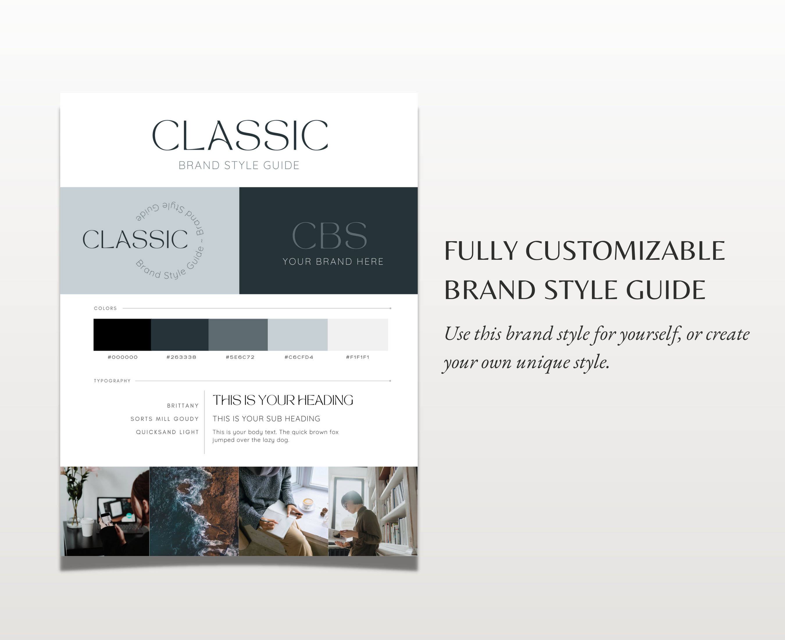 Brand Style Guide Template, Editable Canva Brand Board, Modern Blue ...