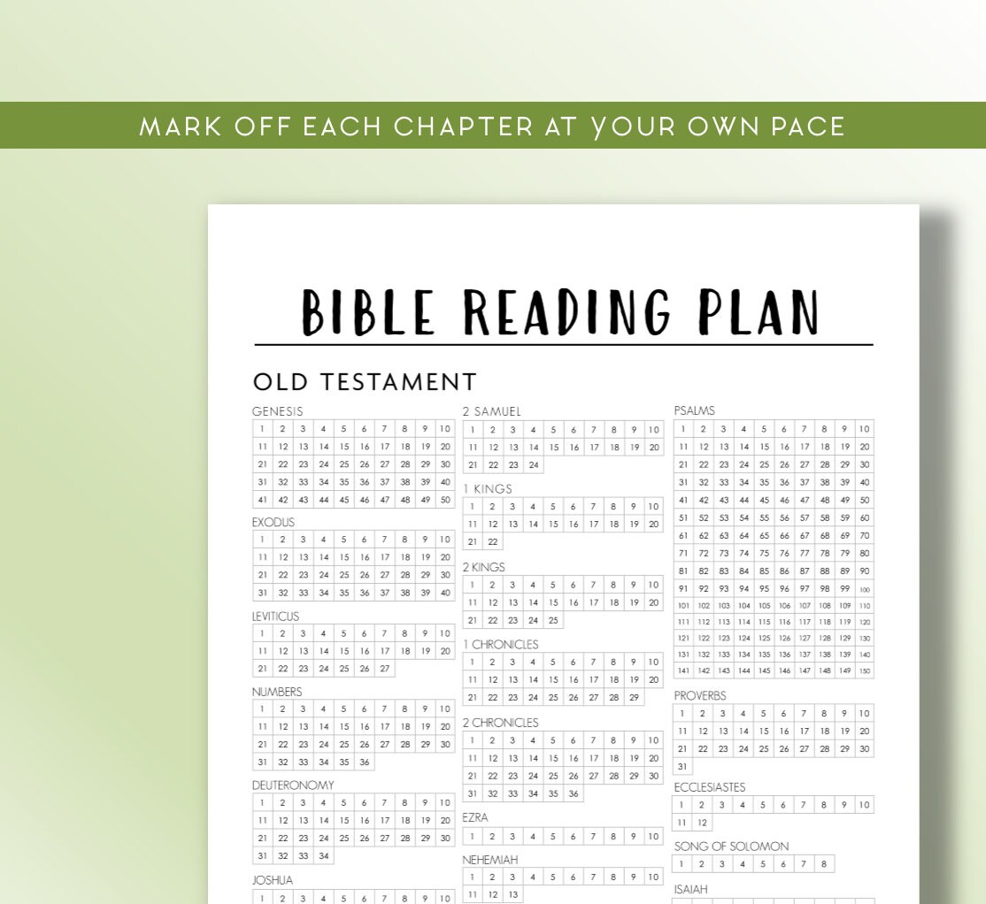 Bible Reading Tracker, Printable Chapter by Chapter Reading Plan, Daily Bible Study Planner ...