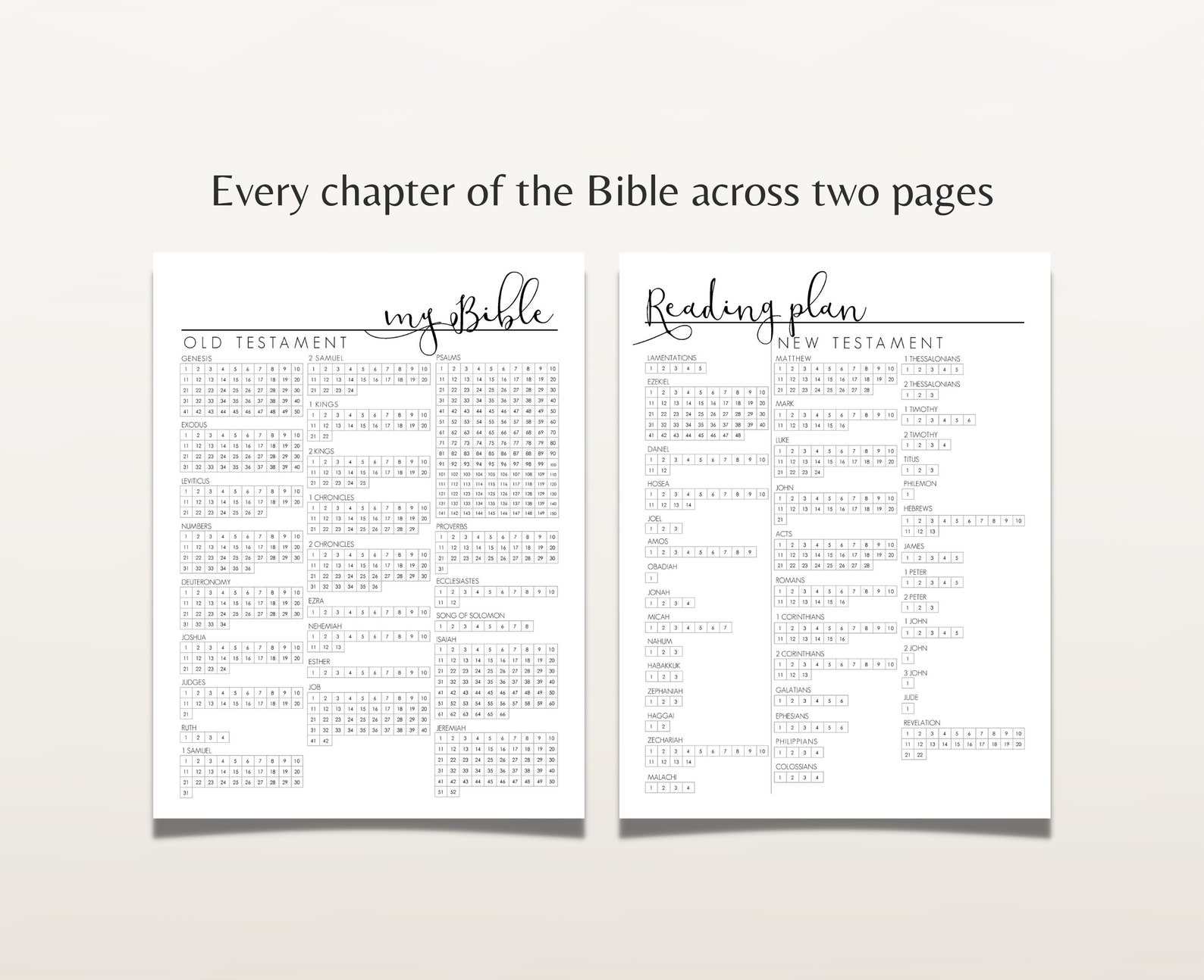 Bible Reading Tracker Printable, Chapter by Chapter Checklist, Daily ...