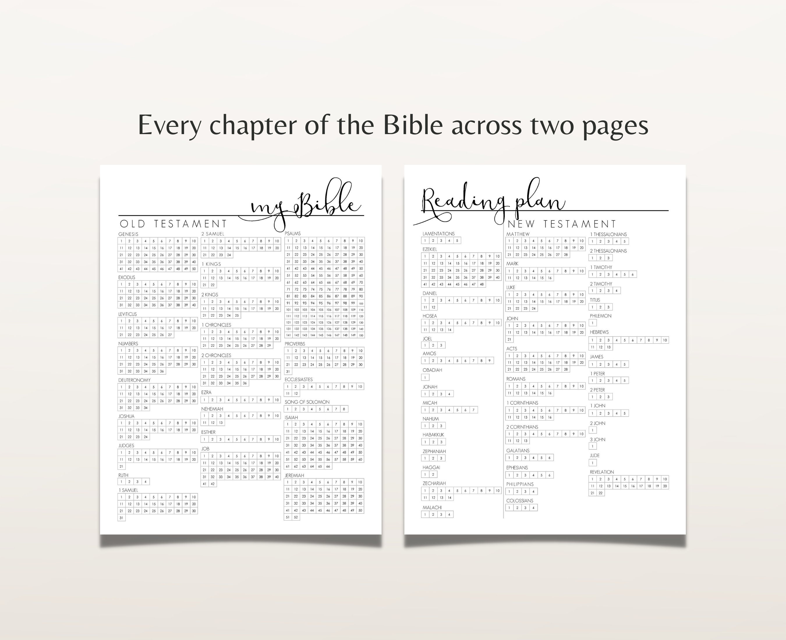 Bible Reading Tracker Printable, Chapter by Chapter Checklist, Daily ...