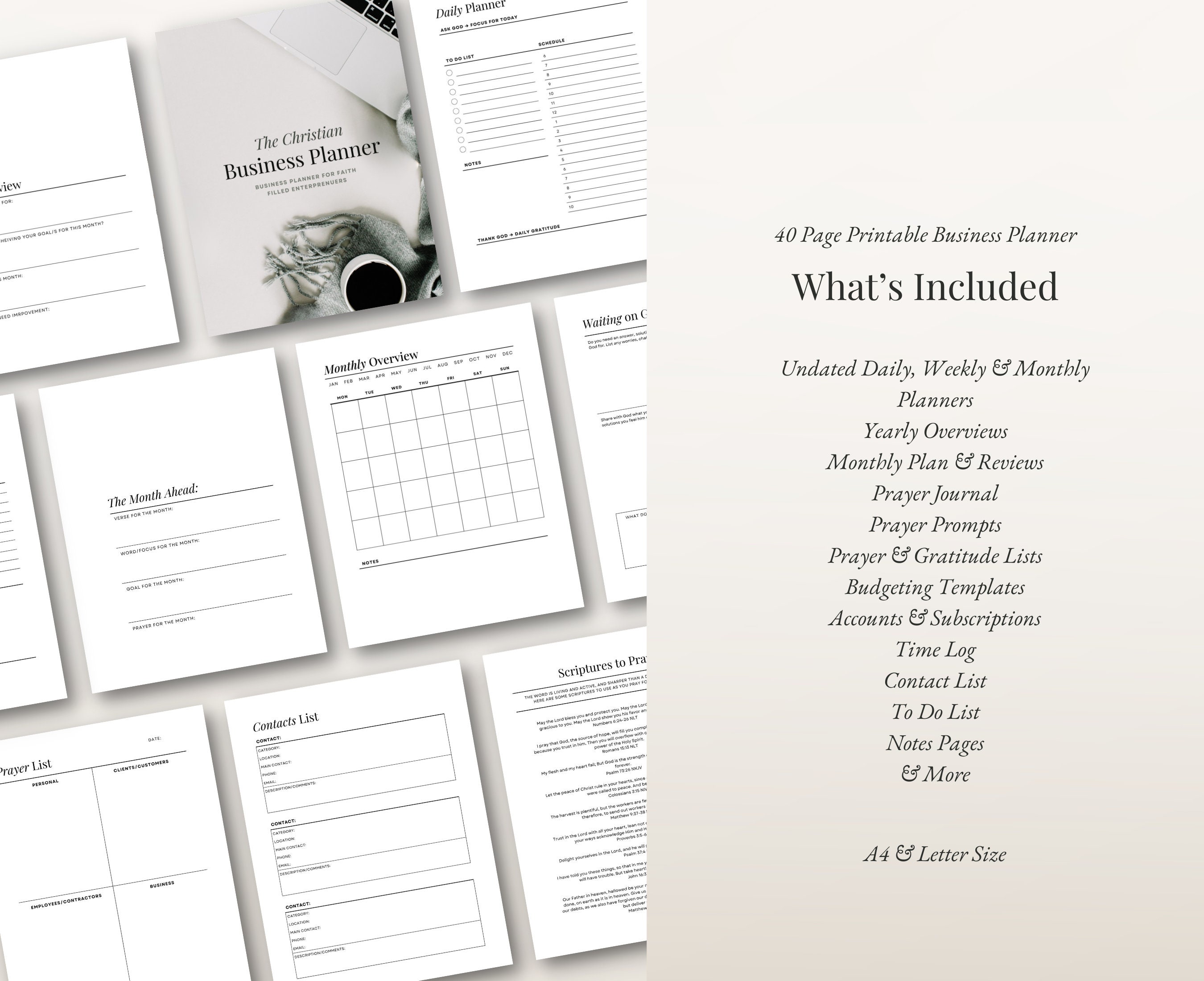 Christian Business Planner, Printable Daily, Weekly, Monthly Planning ...