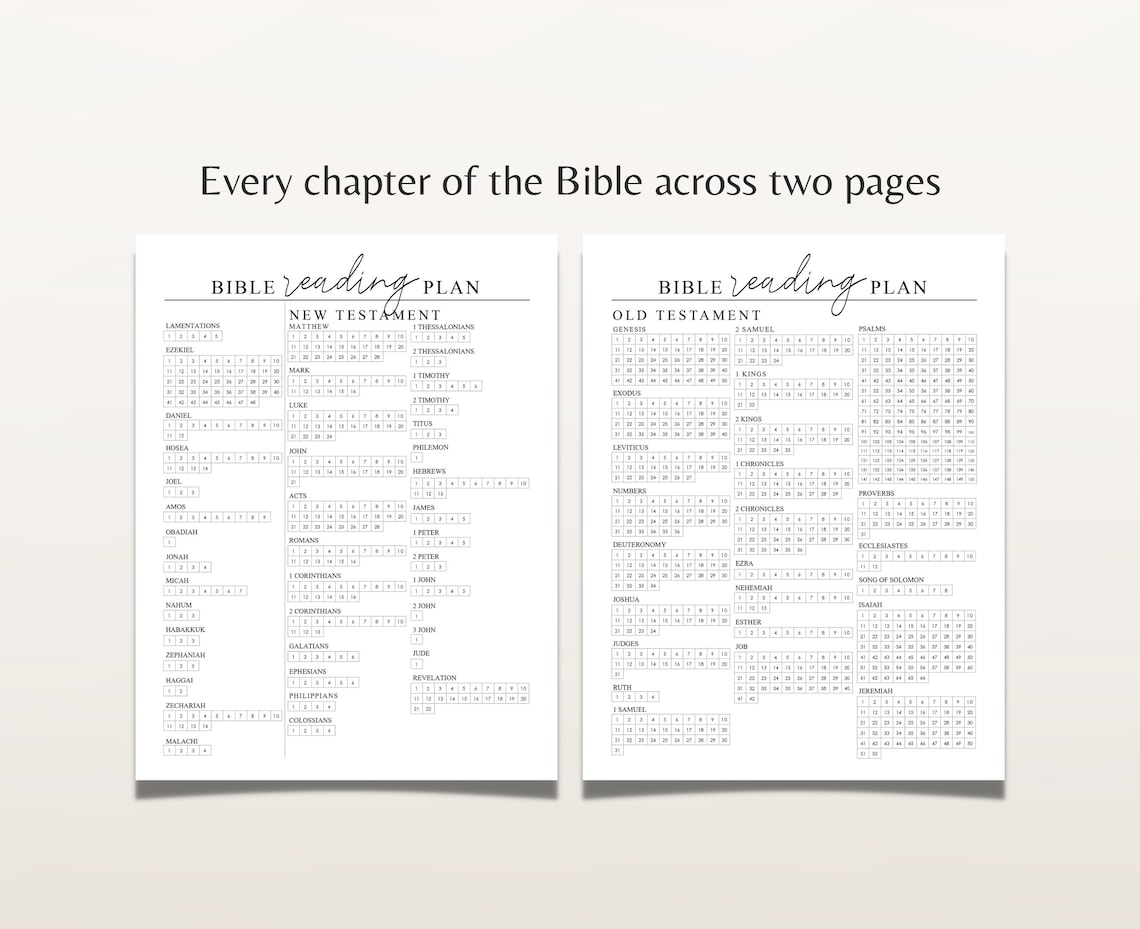 Bible Reading Tracker Printable, Chapter by Chapter Checklist Reading ...