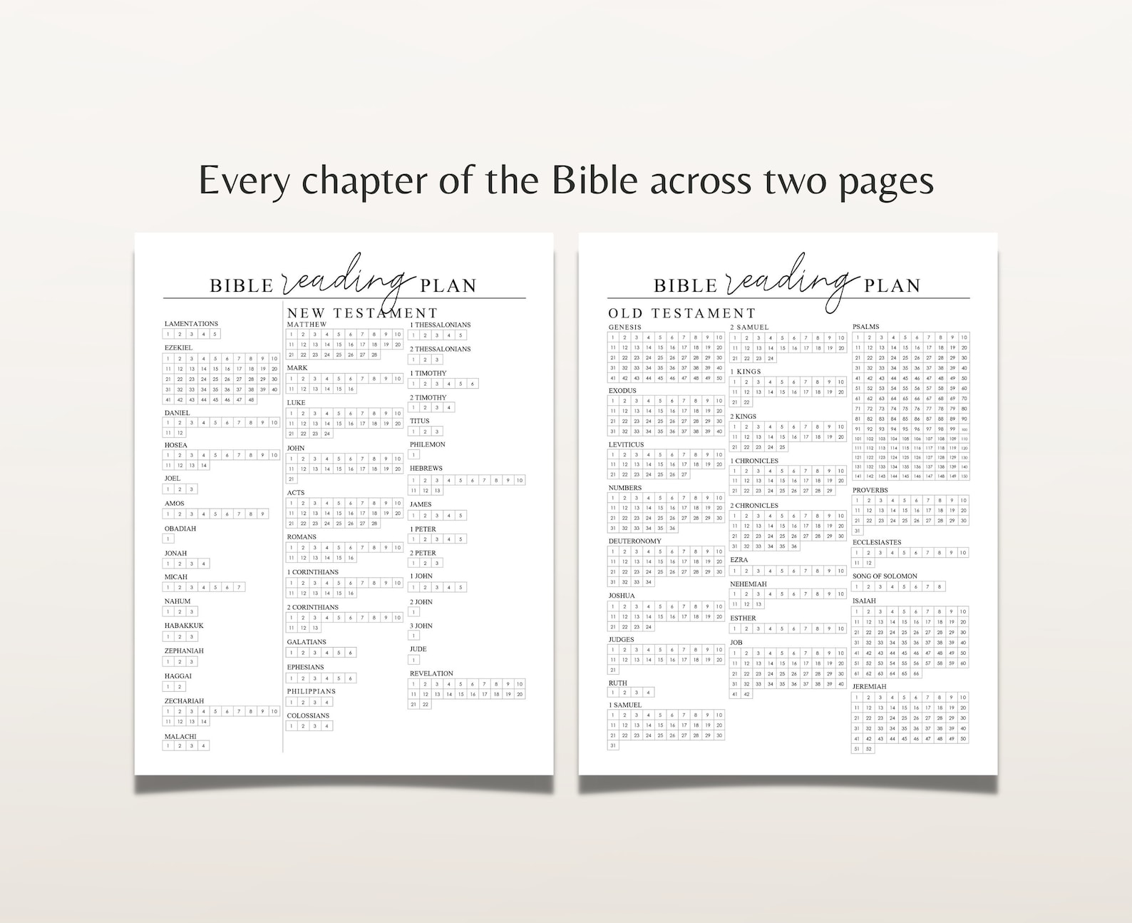 Bible Reading Tracker Printable, Chapter by Chapter Checklist Reading ...