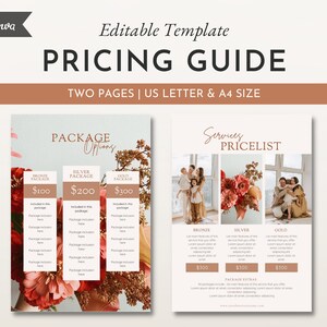 Pricing Guide Canva Template 2 Pages Small Business | Etsy
