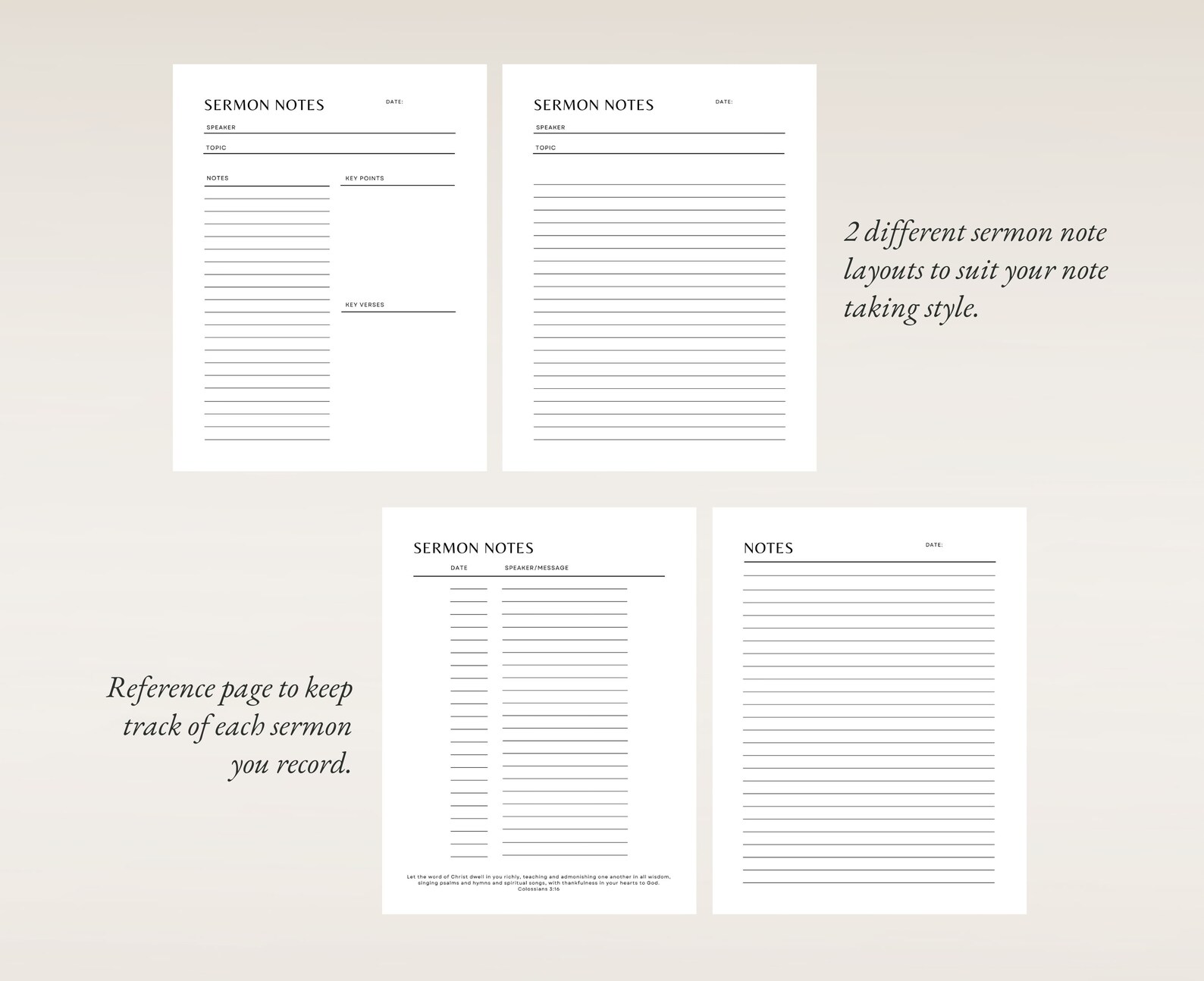 Sermon Notes Printable, Sermon Journal Pages, Bold Printable Bible ...
