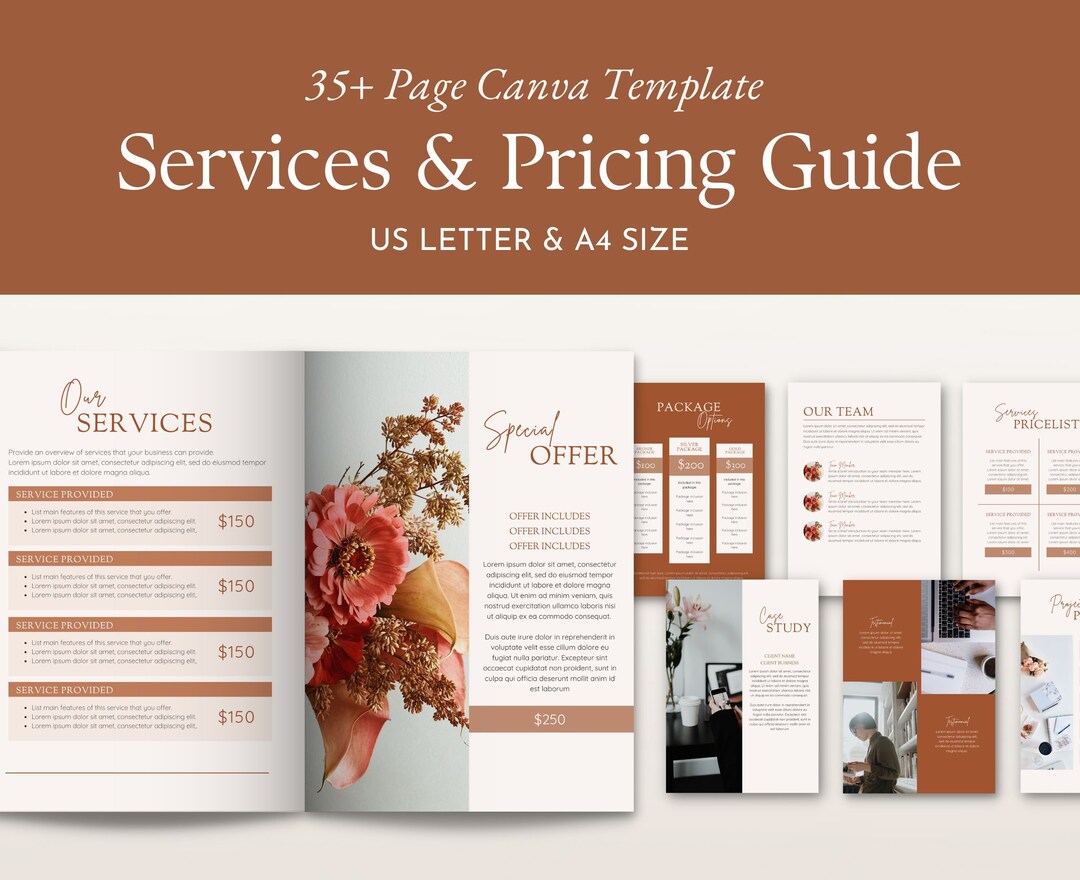 Pricing and Services Guide, 36 Page Client Welcome Template for Canva ...