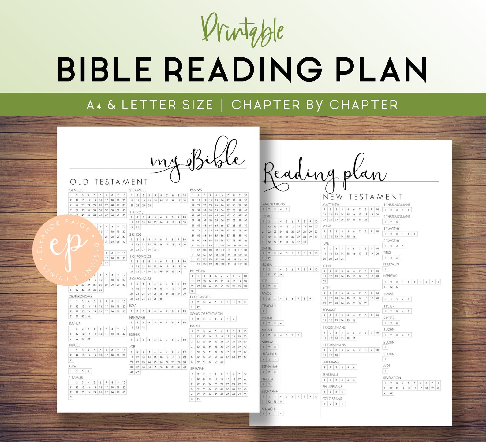 Bible Reading Tracker Printable Chapter by Chapter Checklist | Etsy