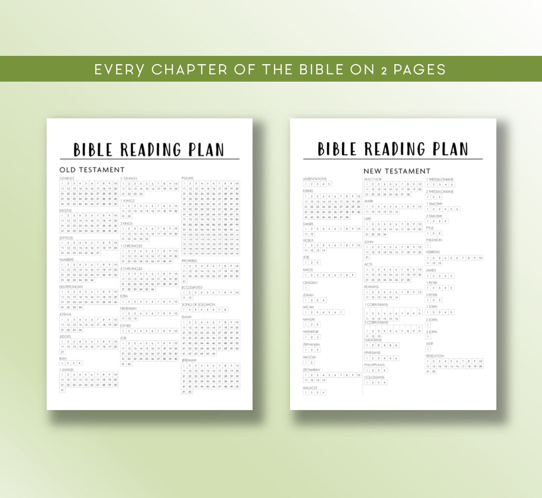 Bible Reading Tracker, Printable Chapter by Chapter Reading Plan, Daily Bible Study Planner ...
