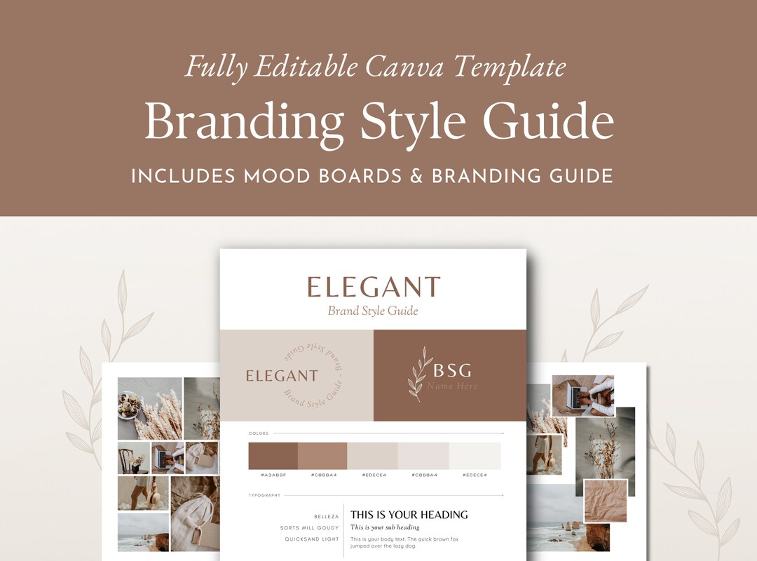Brand Style Guide Template, Editable Canva Brand Board, Boho Color ...