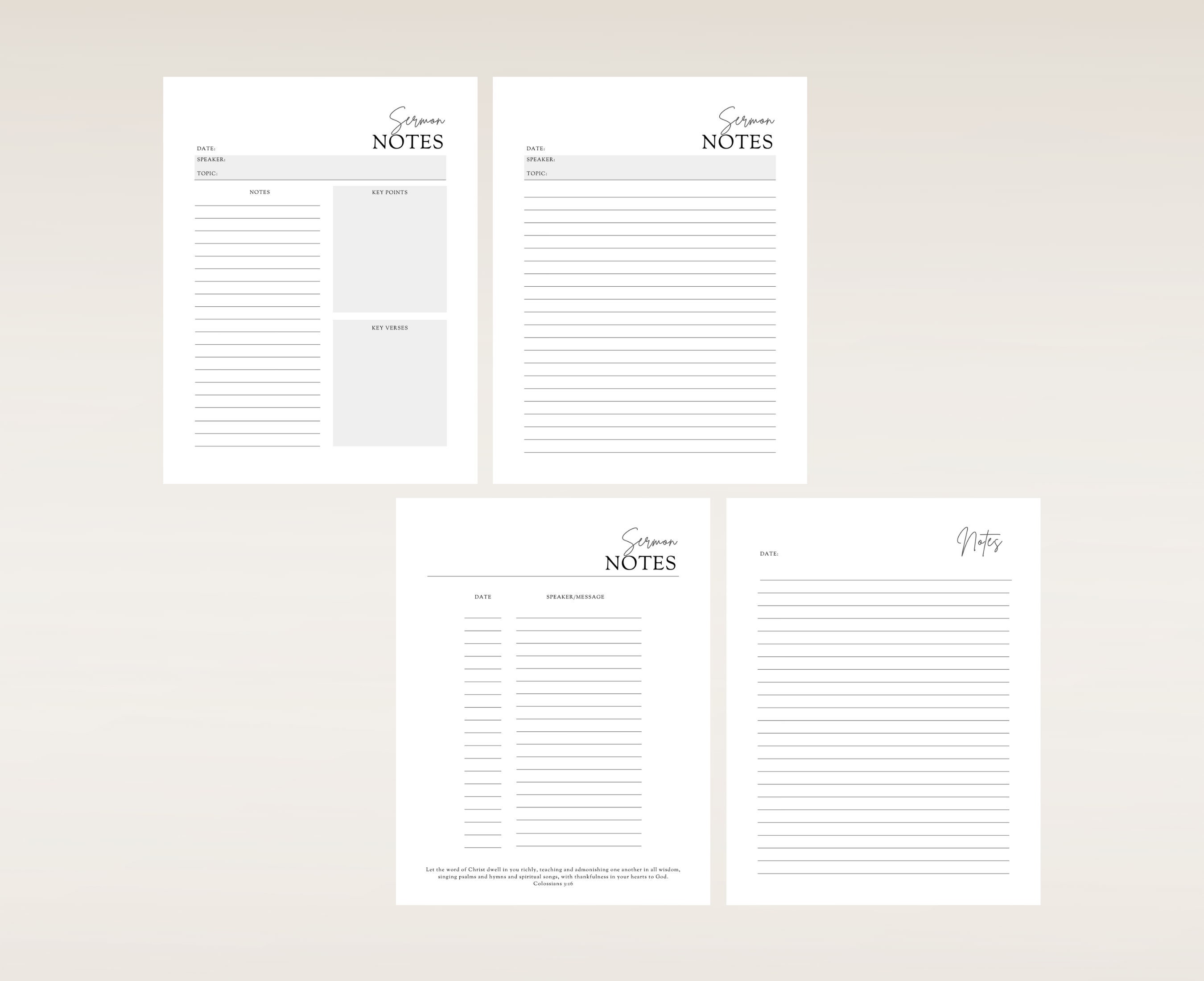 Sermon Notes Printable, Sermon Journal Pages, Printable Bible Study ...