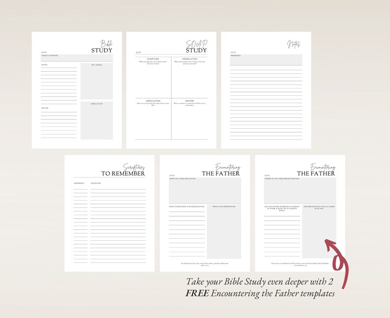 Daily Bible Study Planner Inserts, SOAP Printable Bible Study Notes ...
