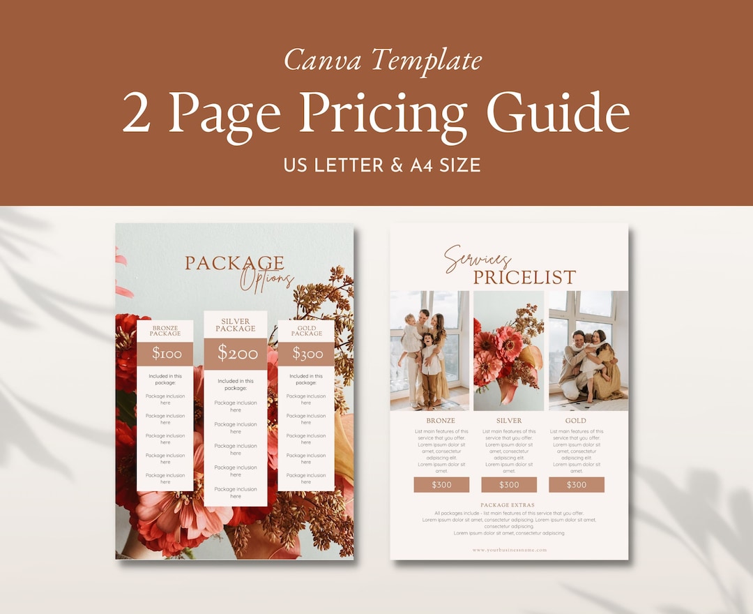 Pricing Guide Canva Template | 2 Pages Small Business Pricelist ...