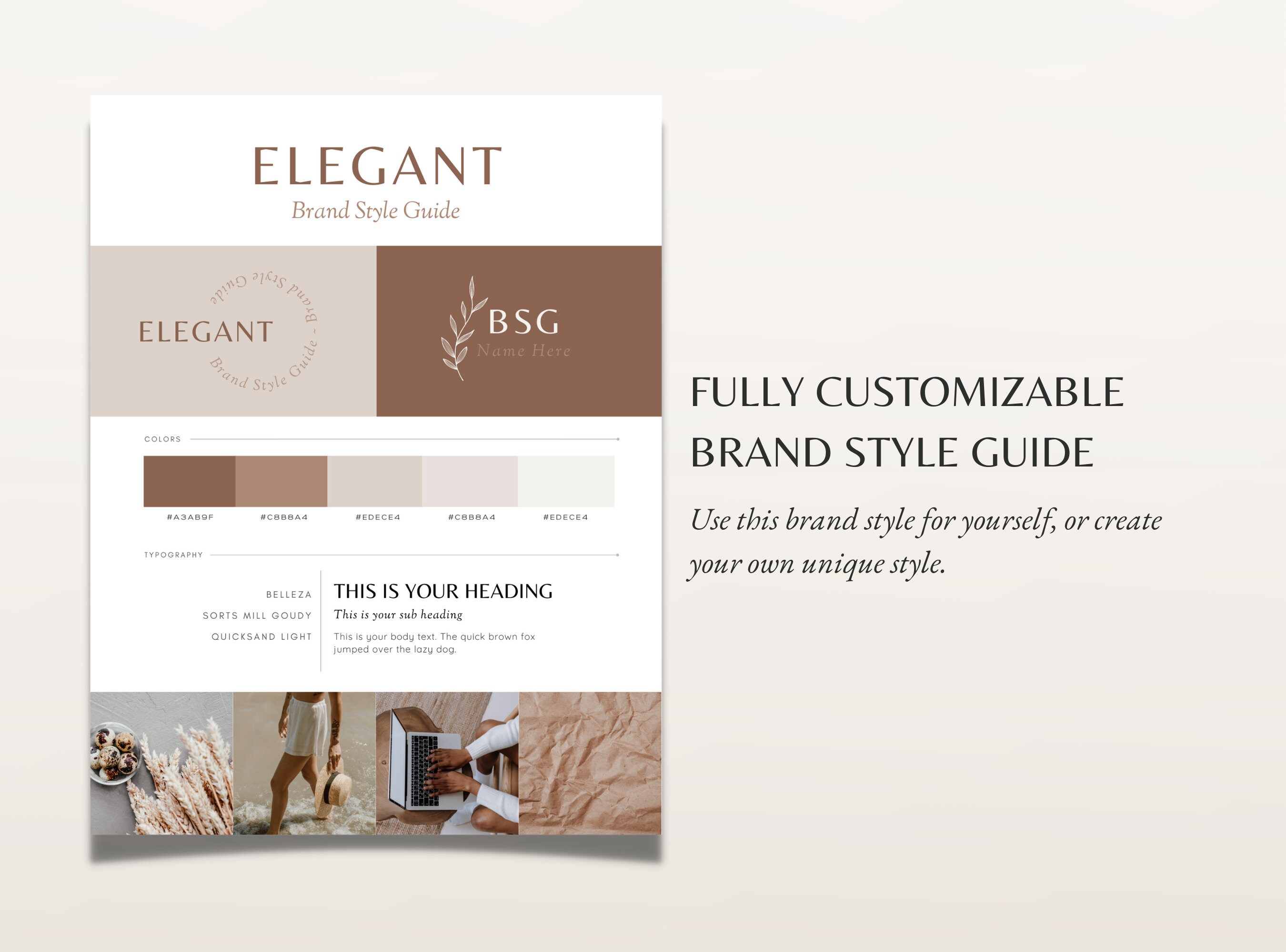 Brand Style Guide Template, Editable Canva Brand Board, Boho Color ...