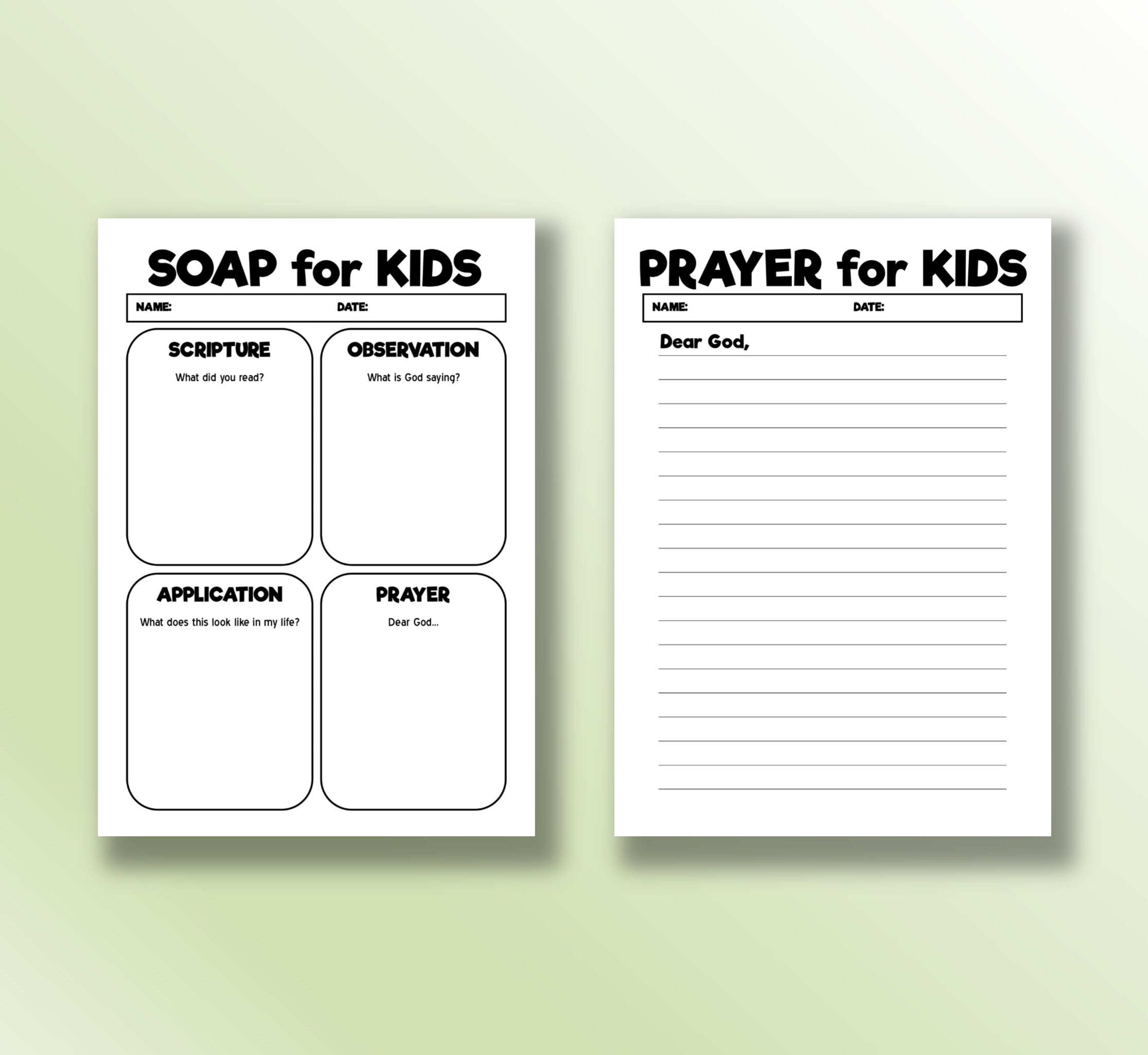 Printable Kids SOAP Prayer Worksheet, Bible and Prayer Journaling ...