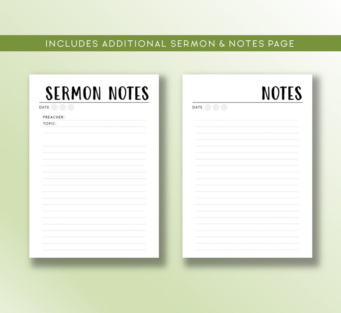 Sermon Notes Printable Sermon Journal Pages Bold Printable | Etsy