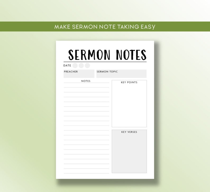 Sermon Notes Printable Sermon Journal Pages Bold Printable | Etsy
