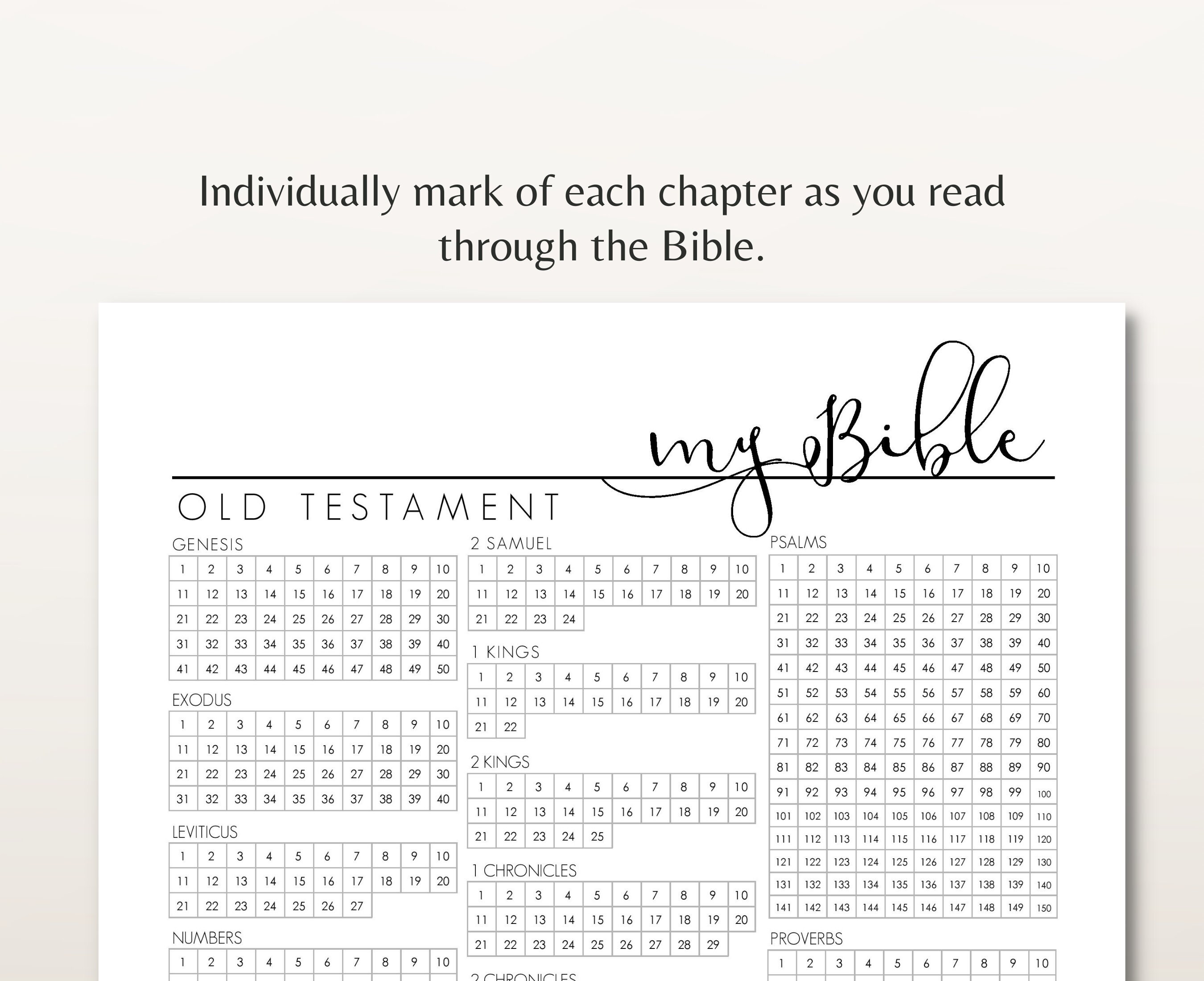 Bible Reading Tracker Printable Chapter by Chapter Checklist - Etsy