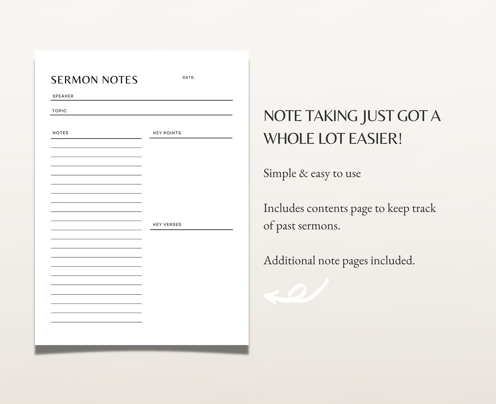 Sermon Notes Printable, Sermon Journal Pages, Bold Printable Bible ...