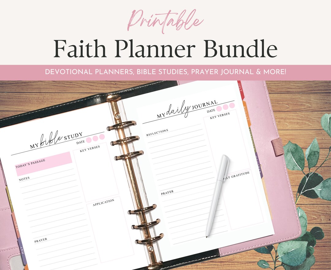 Ultimate Faith Planner Bundle, Printable Blush Bible Devotional Plan ...