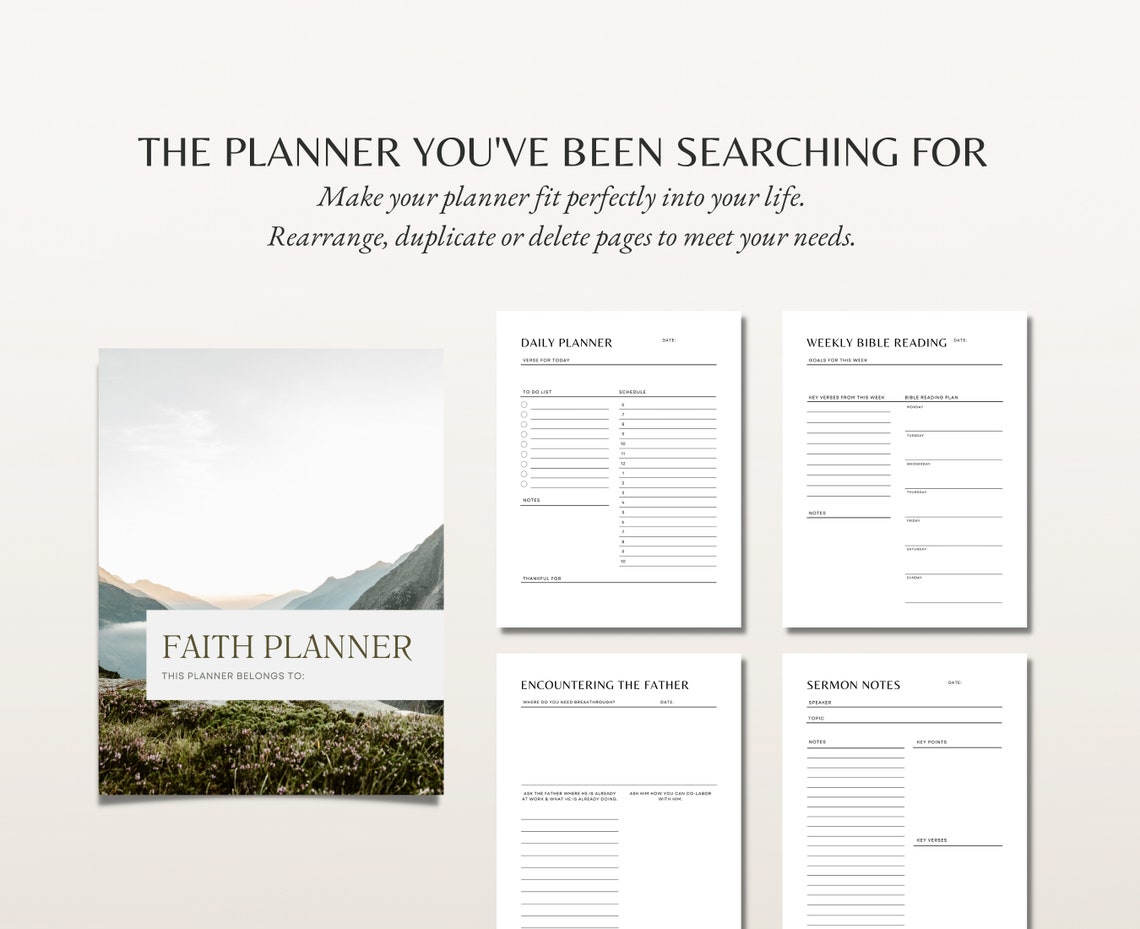 Canva Faith Planner Template Bundle, Digital or Printable Editable ...