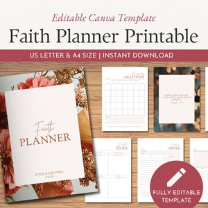 Editable Faith Personal Planner Template, Canva Printable Devotional ...