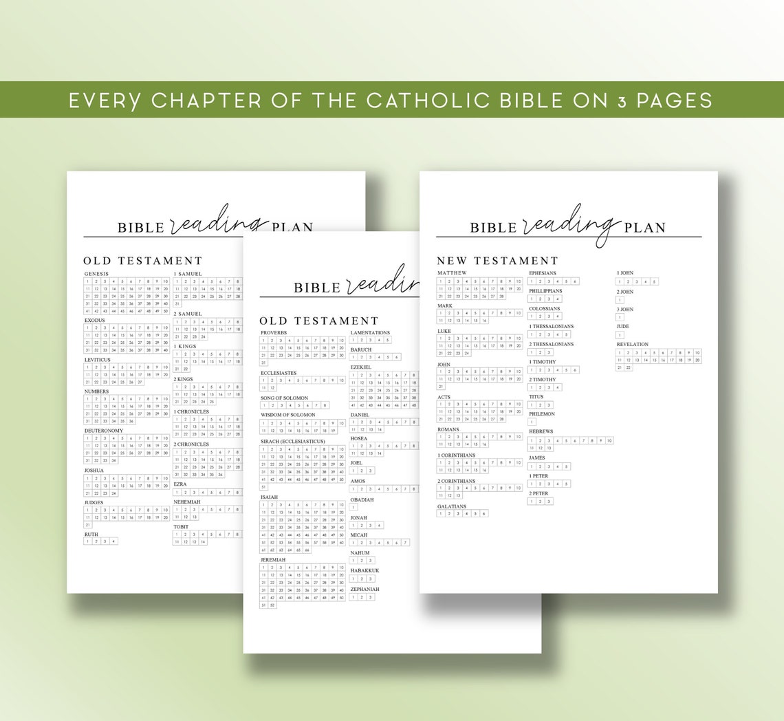 Catholic Bible Reading Tracker Chapter by Chapter Checklist - Etsy ...