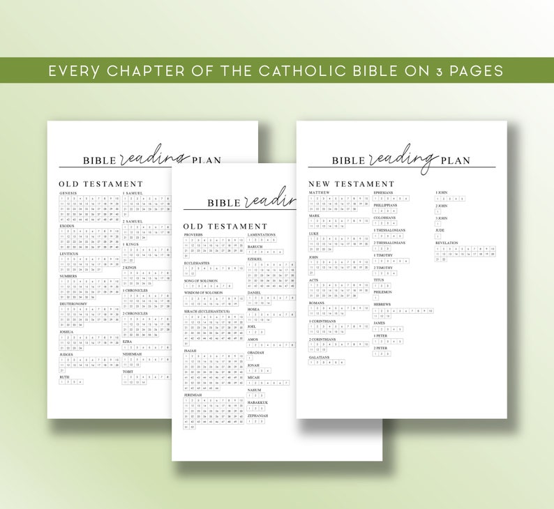 Catholic Bible Reading Tracker, Chapter by Chapter Checklist Reading ...