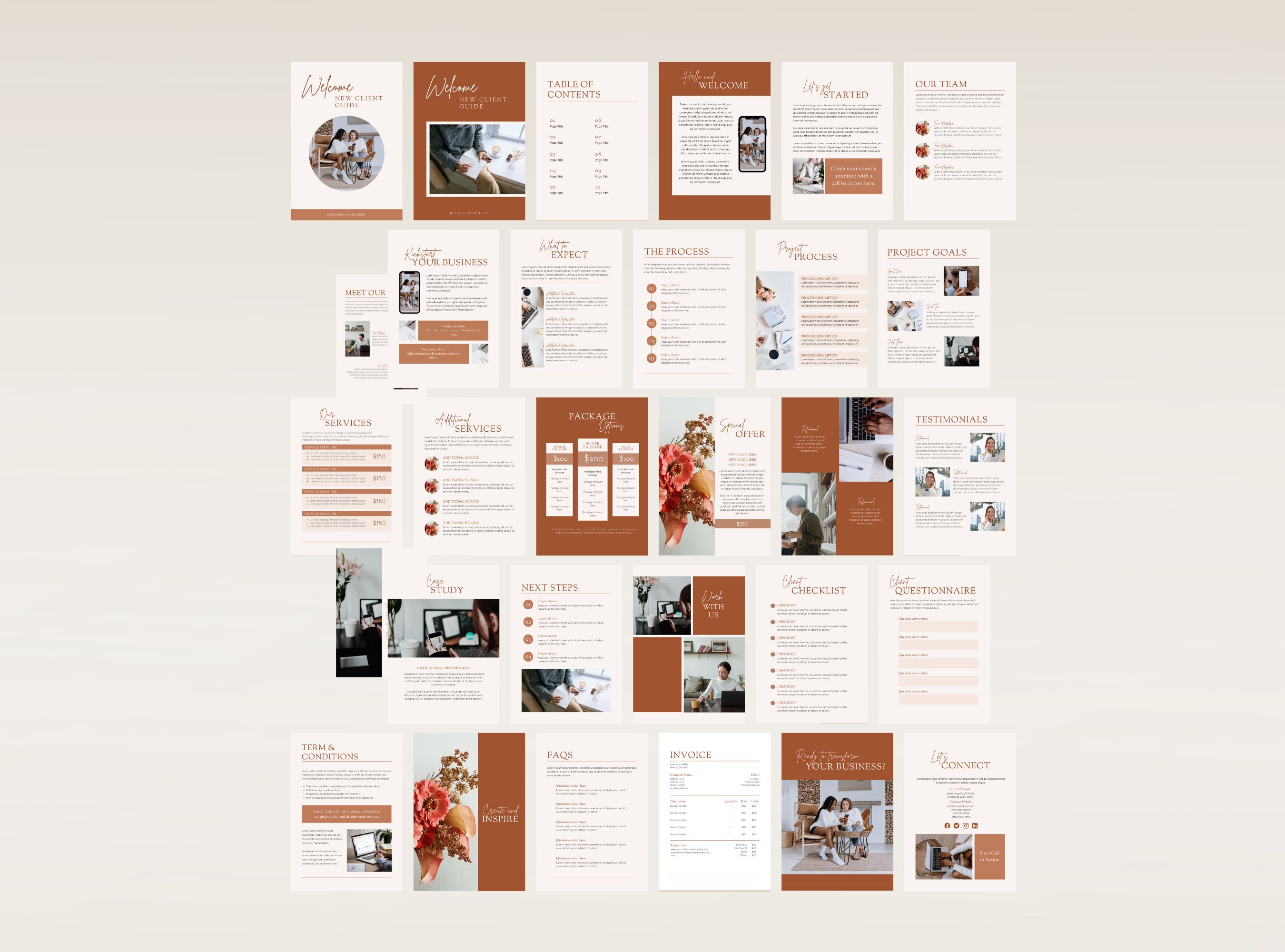New Client Welcome Packet Template for Canva, 30 Page Editable Business ...